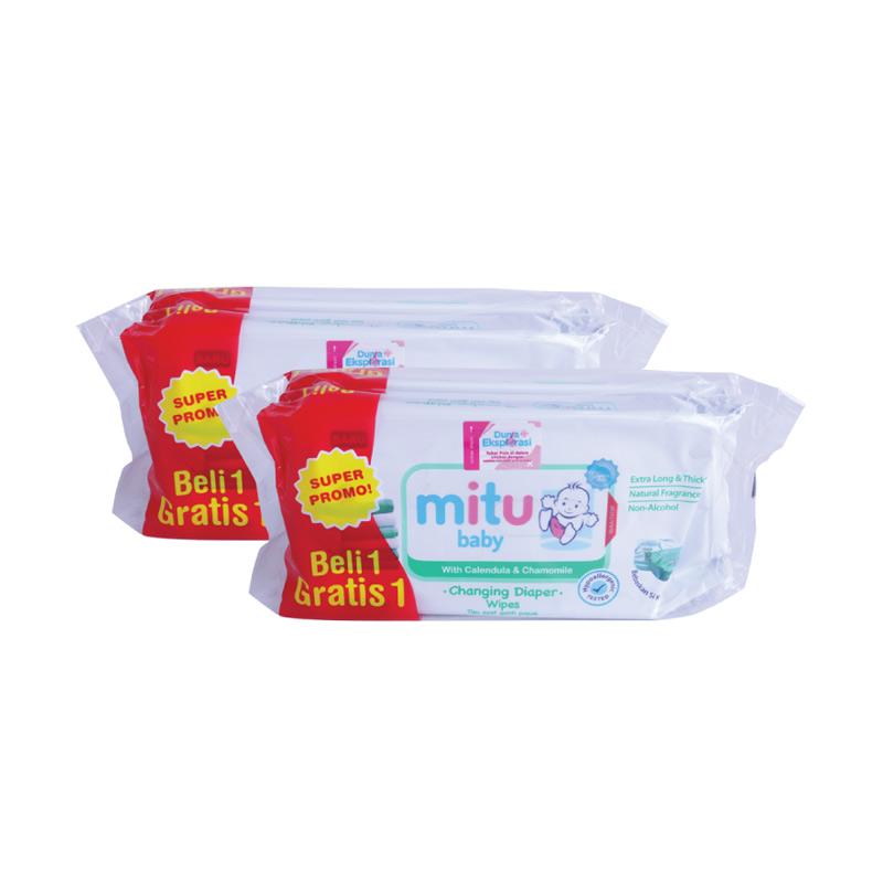 Jual Mitu Changing Diaper Baby Wipes - White [4 pcs @50 Sheets] - - di ...