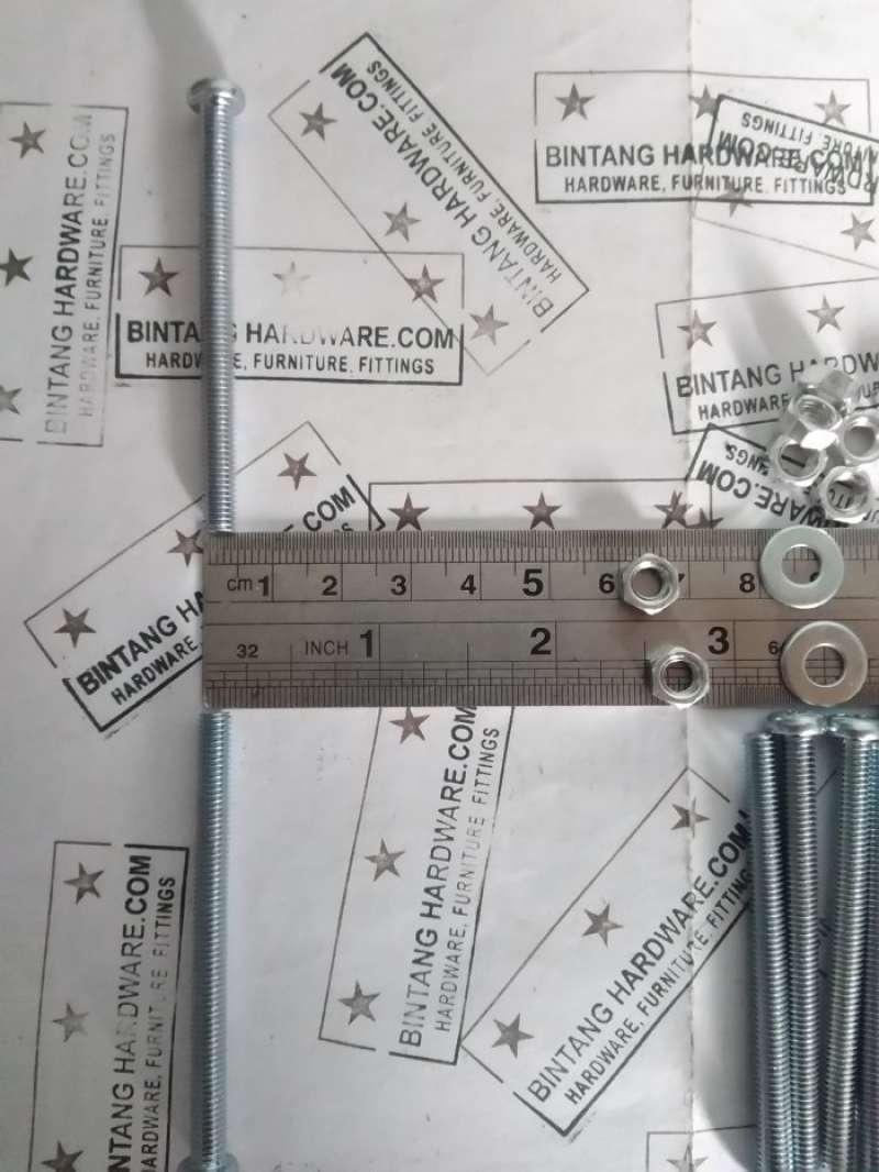 Jual BAUT JP 5X60 MM SET ISI 10 PASANG BAUT PUTIH RING PLAT MUR PUTIH ...