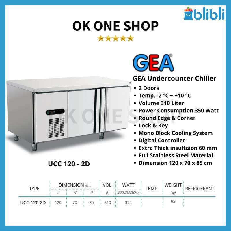 Jual GEA S/S Under Counter Chiller UCC-120-2D Stainless Steel ...