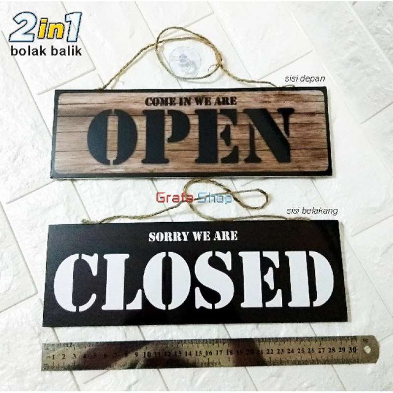 Jual Sign Board Tulisan Open Close Buka Tutup Kayu Mdf Di Seller