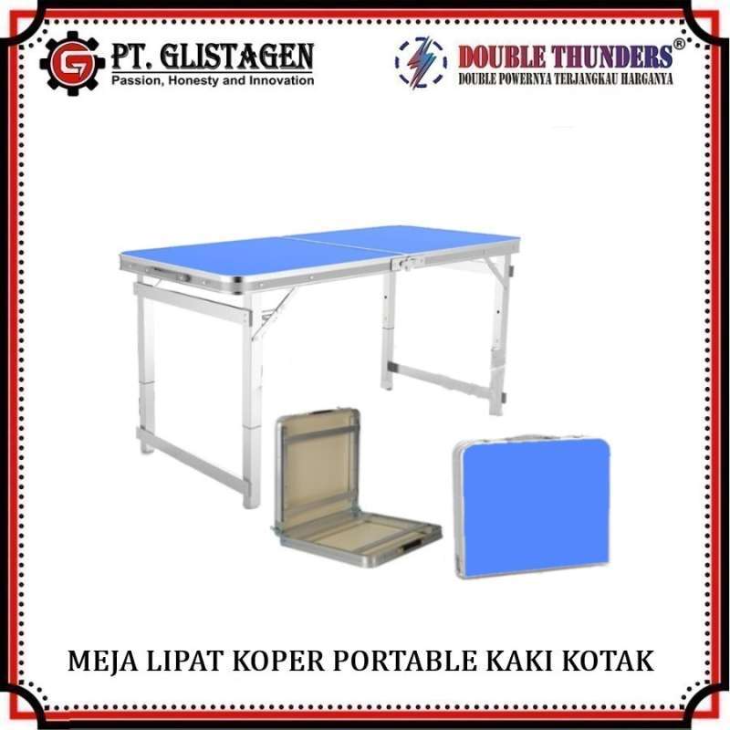 Promo Meja Lipat Koper HPL Aluminium Portable Serbaguna Kaki Kotak ...