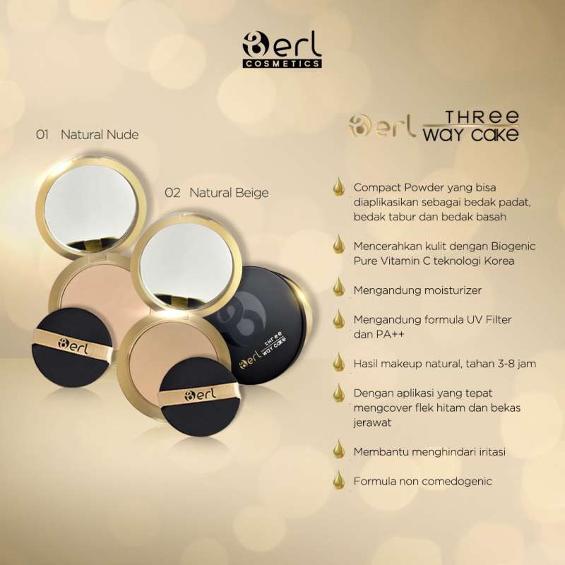 Jual Berl Face Powder - Three Way Cake Natural Nude Twc01 Di Seller ...