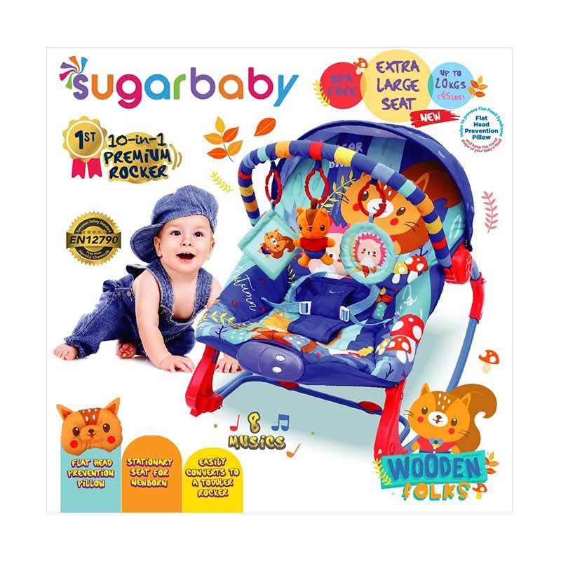 Jual Sugar Baby 10 In 1 Premium Rocker Extra Large Wooden Folks Baby ...