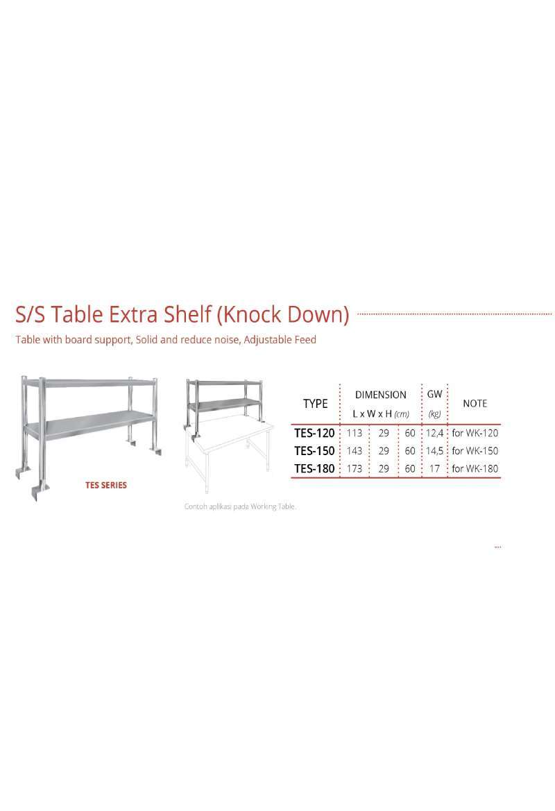 Promo S/s Table Extra Shelf 120cm - Tes-120 - Getra Diskon 20% Di ...