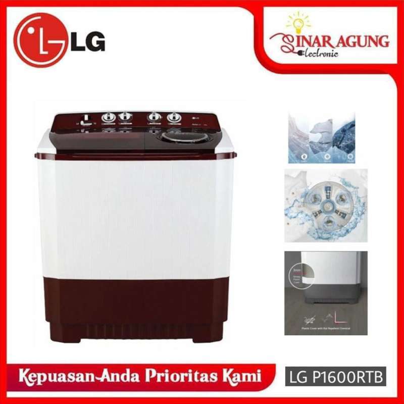 Promo MESIN CUCI LG 2 TABUNG 16KG P1600RTB Diskon 25% di Seller SINAR ...