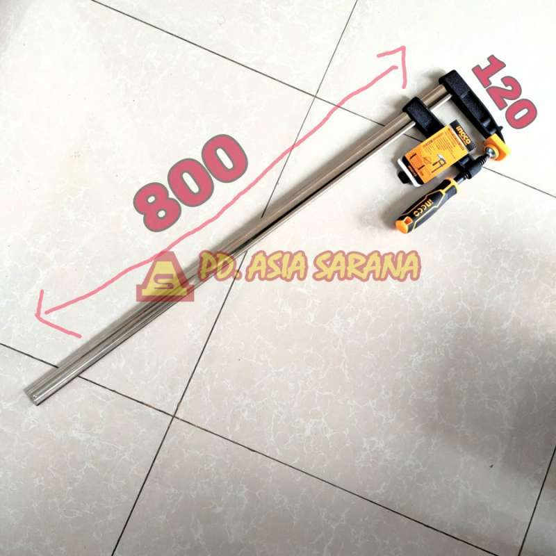 Jual [120x800mm] F Clamp Bar 80cm INGCO / Klem Catok Penjepit Kayu Kaca ...
