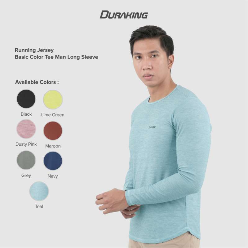 Promo Duraking Running Jersey Long Sleeve (Man) Basic Color Tee - Teal ...