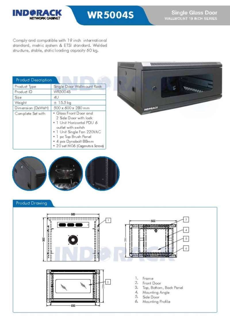 Jual INDORACK WR5004S Rack server 4U 500mm x 600mm Wallmount di Seller ...