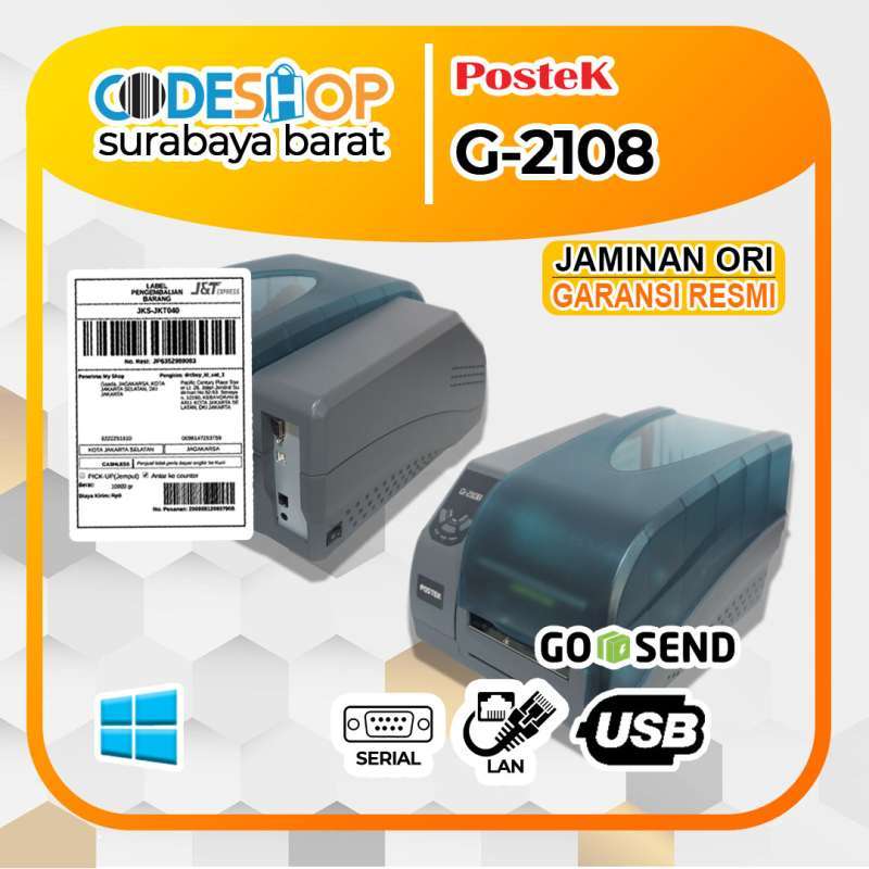 Jual PRINTER BARCODE POSTEK G 2108 G2108 G-2108 PRINTER CETAK LABEL PORT LAN di Seller CODESHOP ...
