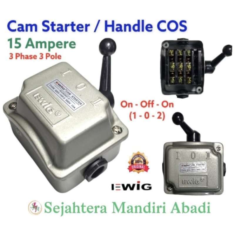Jual Promo Cam Starter 15 Ampere 3 Phase 3 Pole Handle COS Change Over ...
