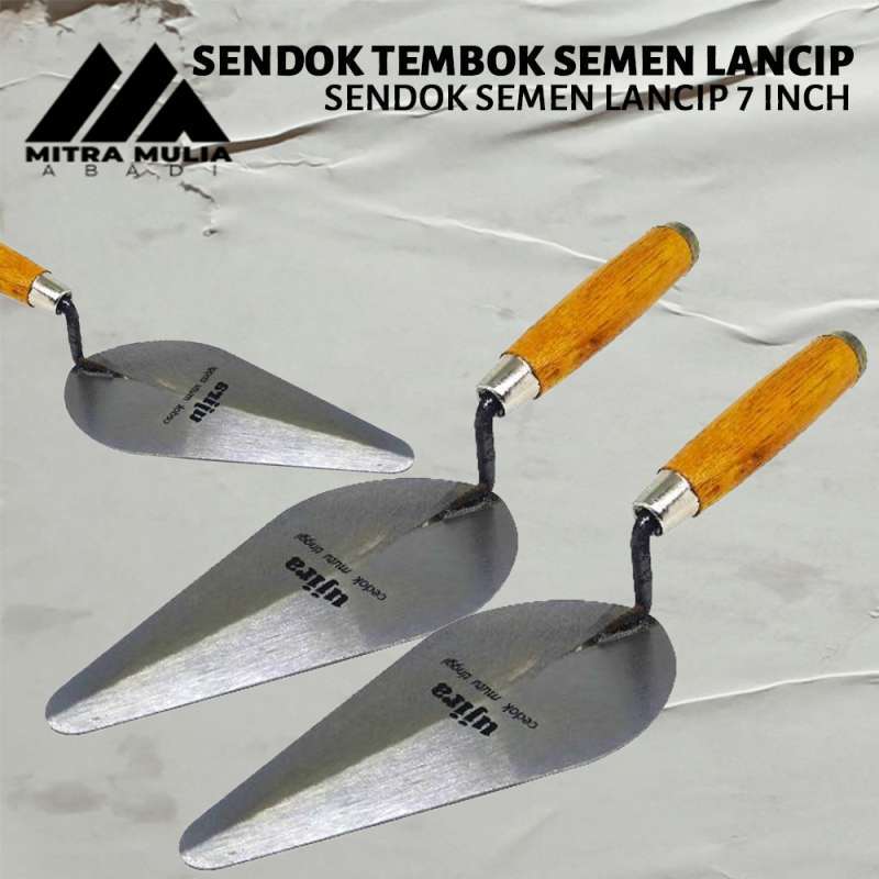Jual Sendok Tembok Semen Lancip 7 Inci Skop Tanah Gagang Kayu di Seller ...