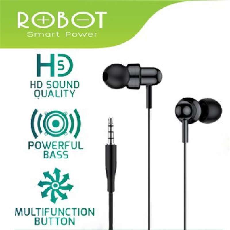 Promo HEADSET HANDSFREE ROBOT RE20 LIGHT WIRED IN EAR ULTRA BASS WITH ...