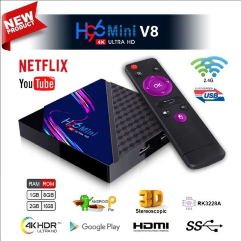 Jual RECOMMENDED NEW ANDROID 10 ANDROID TV BOX H96 MINI V8 RAM 2G ROM ...