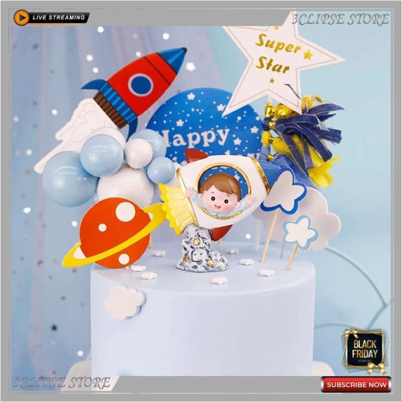 Jual Astronaut Spaceman Theme Cake Topper Kids Favors Baby Shower Birt ...