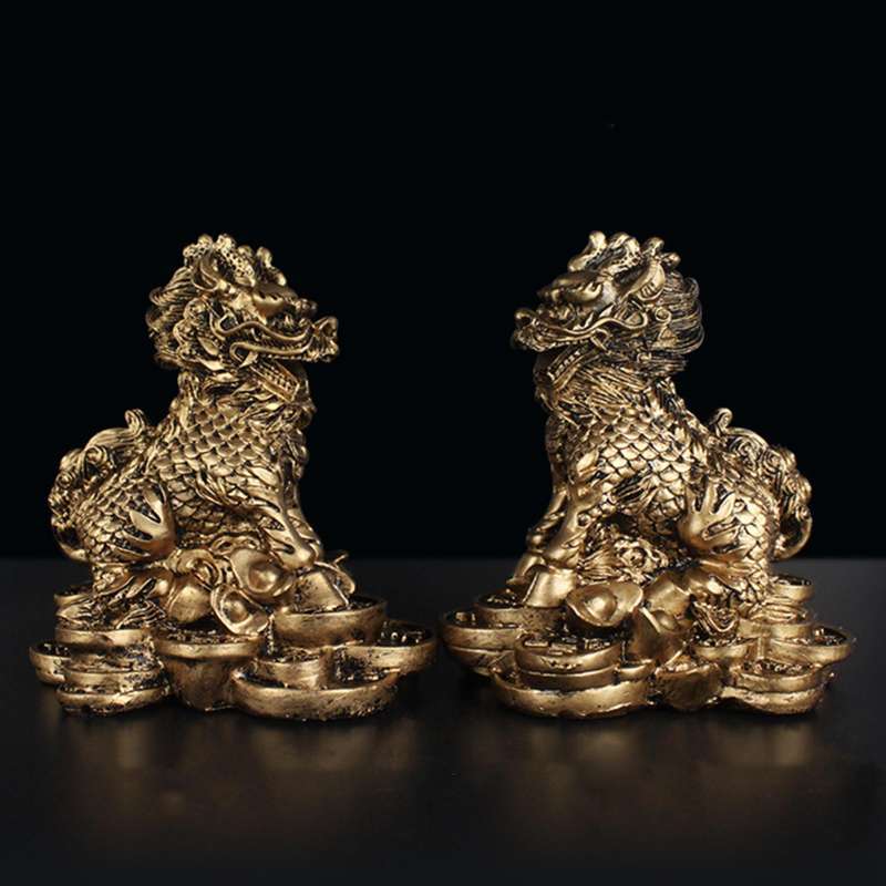 Jual 1 Pair Chinese Copper Fengshui Kylin Chi-lin Qilin God Beast ...