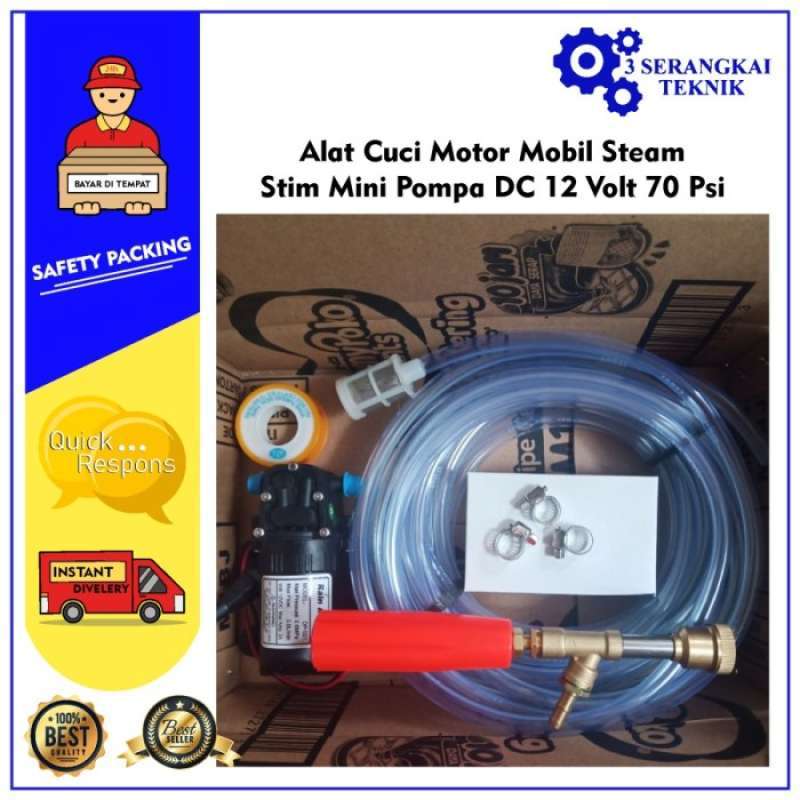 Jual Alat Cuci Motor Mobil Steam Stim Mini Pompa Dc 12 Volt 70 Psi Di ...