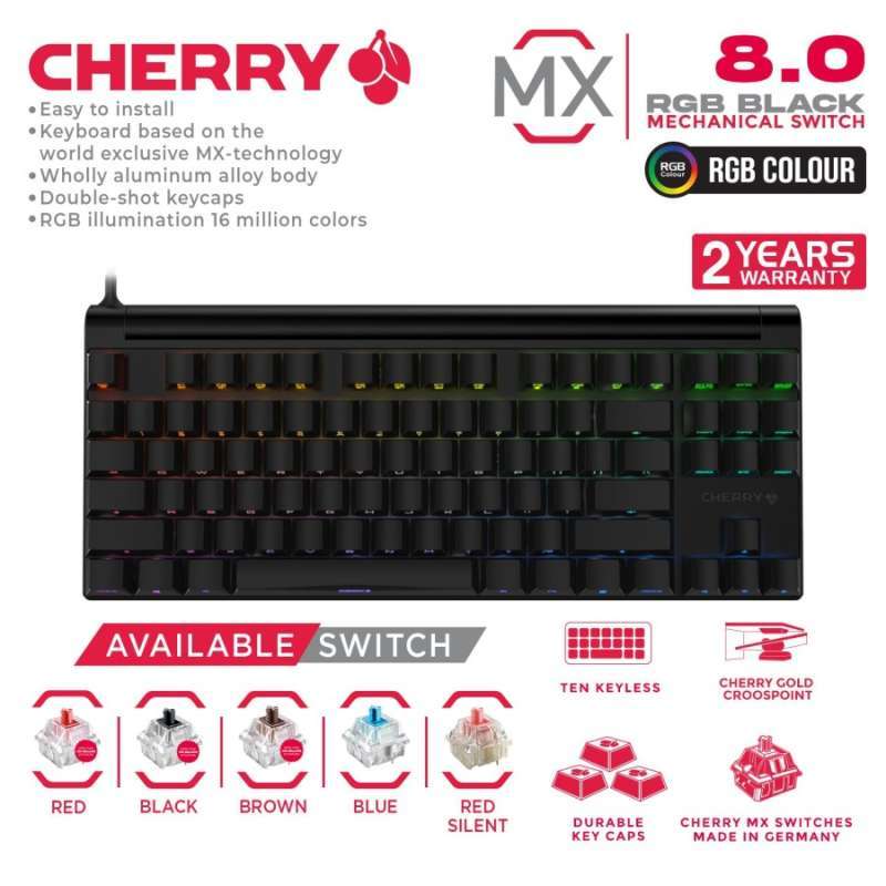 Promo Cherry MX BOARD 8.0 RGB Mechanical Gaming Keyboard TKL Black ...