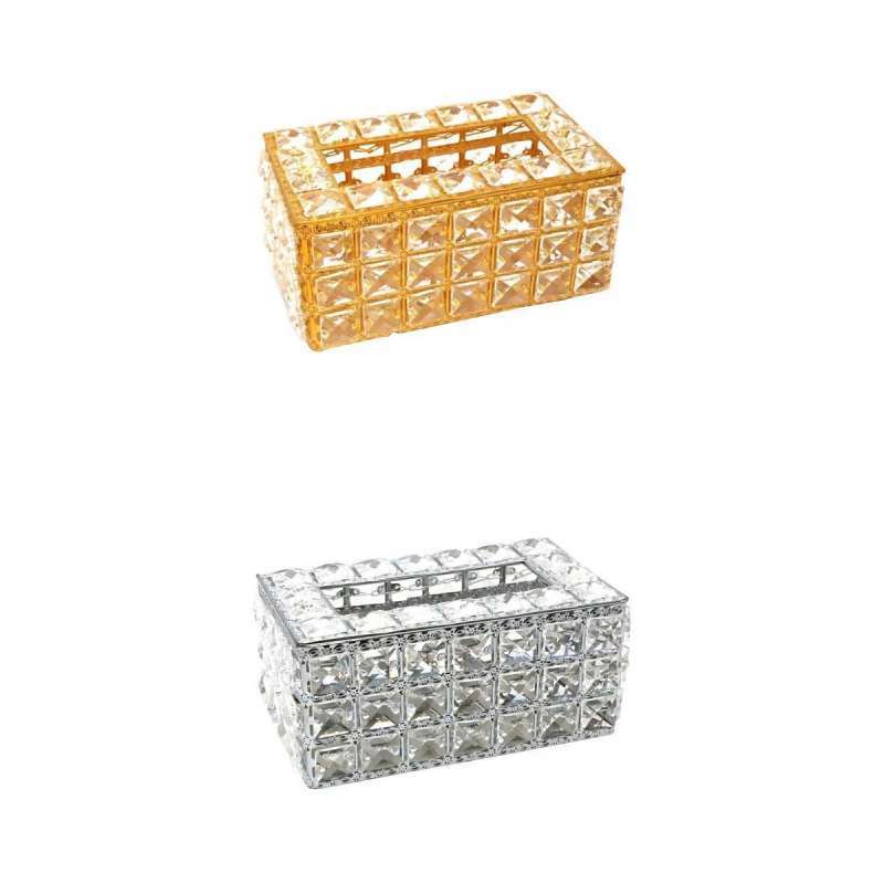 Promo 2x Crystal Tissue Box Paper Storage Home Table Case Silver Gold ...