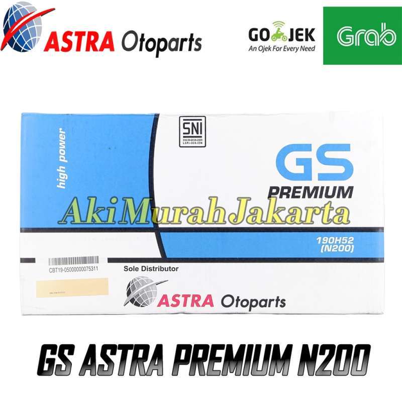 Jual AKI FORKLIFT GS PREMIUM ASTRA N200 / 190H52 Aki Basah 12V / 200Ah di Seller Aki Murah ...