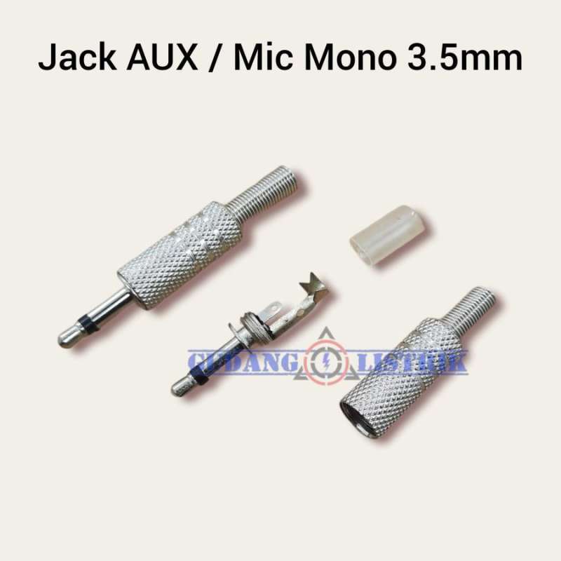 Jual Jack AUX Mini Mono 3.5mm 2 Pin Jack Mic Kecil Besi Nikel di Seller ...