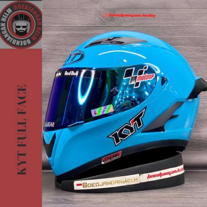 Jual Kyt Helm Falcon Fr Solid Sky Blue - Full Face - Double Visor di ...