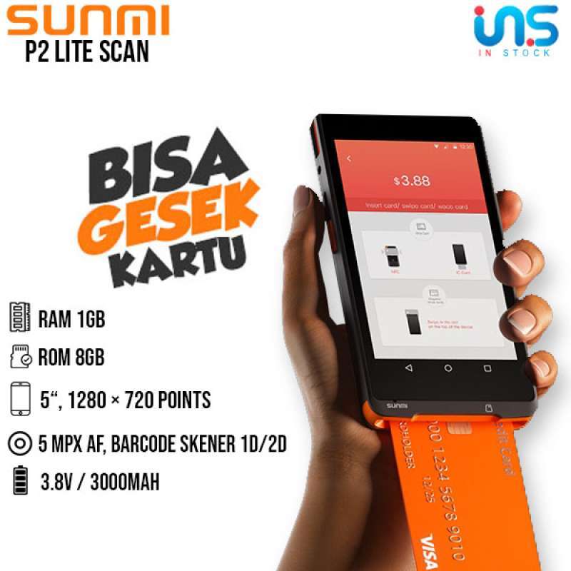 Jual Mesin Kasir Android SUNMI P2 LITE 4G+WIFI NFC RAM 1/8GB Bisa Gesek Kartu - P2 MINI 2/16 di ...