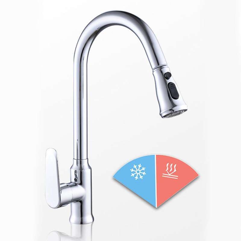 Jual Full Brass Pull Out Kitchen Sink Faucet With Sprayer Dual Mode ...