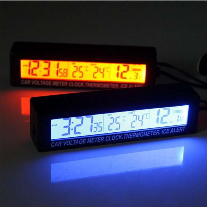 Jual 12v Car Lcd Digital Clock In/outdoor Temperature Thermometer ...