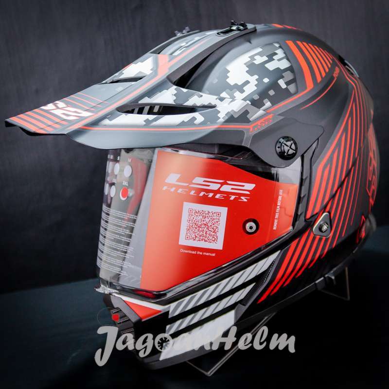 Jual LS2 HELM MX436 PIONEER EVO SATURN | MATT BLACK RED| SOLID ...