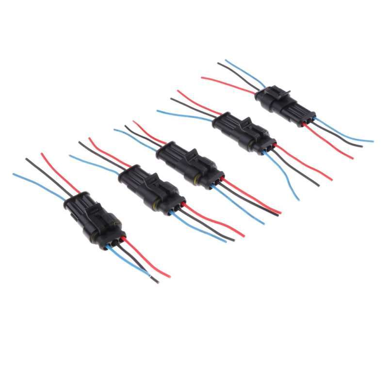 Jual 5 Sets Super Seal 3 Pin Electrical Connector Plug Socket Kit with ...