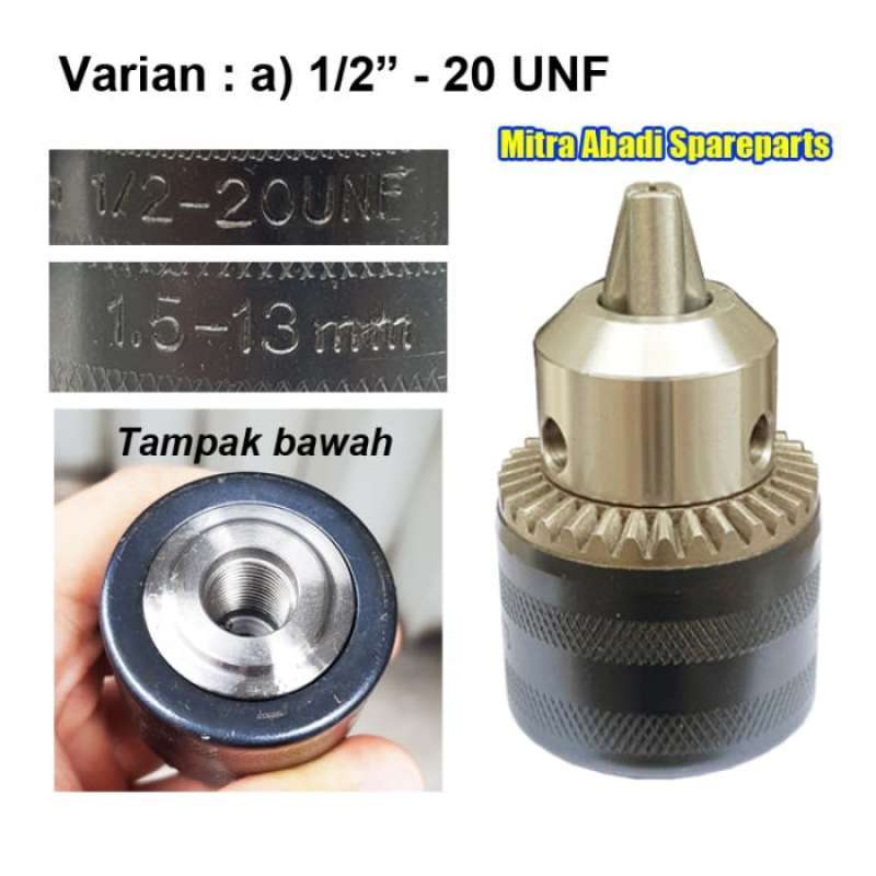 Jual Unik DRILL CHUCK Kepala Bor ukuran 15-13mm Kunci 13mm - 1I2 20UNF ...