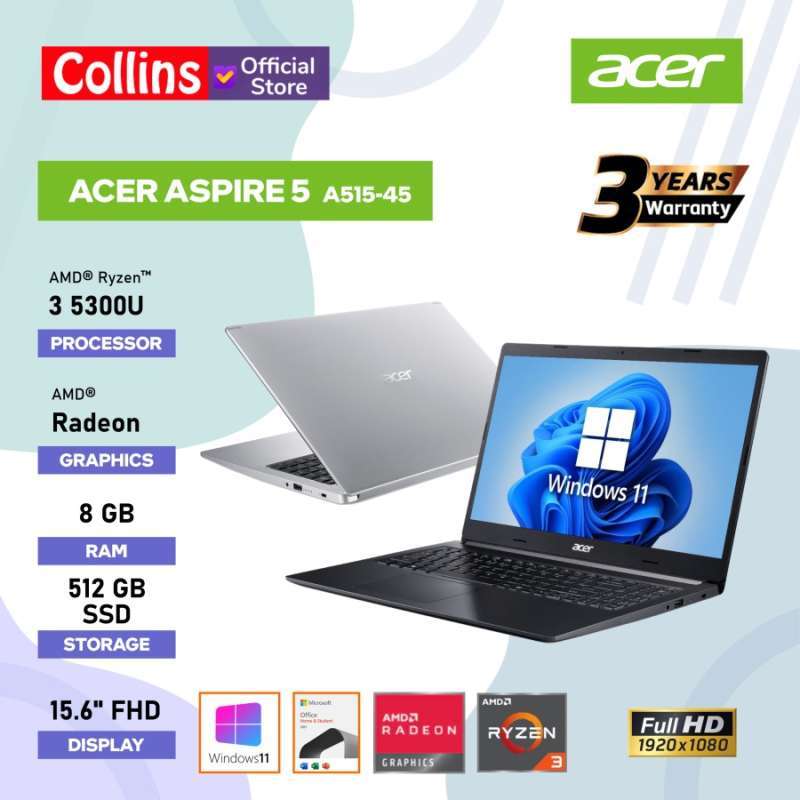 Jual ACER ASPIRE 5 A515-45 - AMD RYZEN 3-5300U / DDR4 8GB / SSD 512GB ...