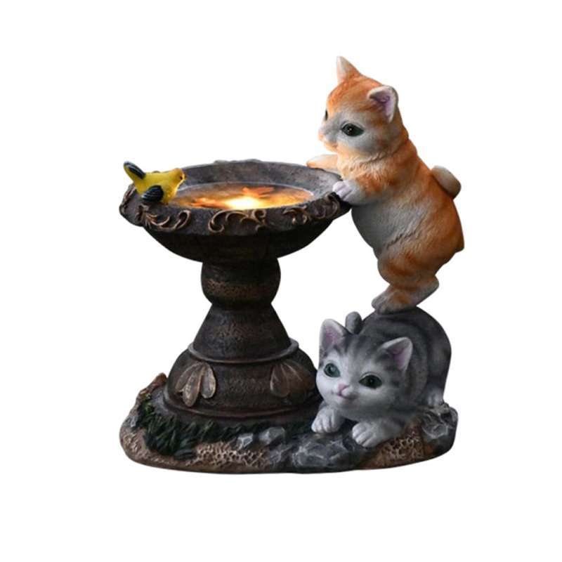 Promo Cat Solar Light Solar Powered Statue Decor Kitten Sculpture LED ...