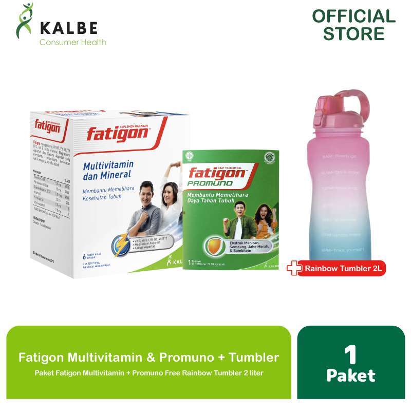 Jual Paket Fatigon Multivitamin + Promuno Free Rainbow Tumbler 2 liter ...