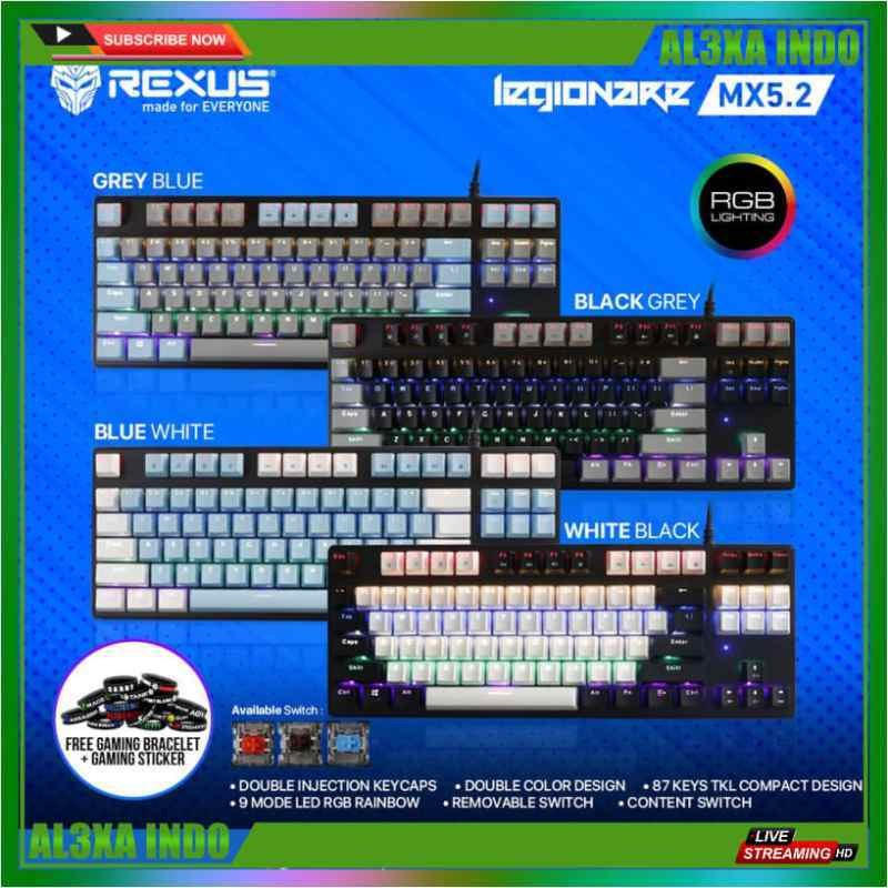 Jual Rexus Mx5.2 Legionare Mechanical Gaming Keyboard Mx52 Mx 5.2 di ...