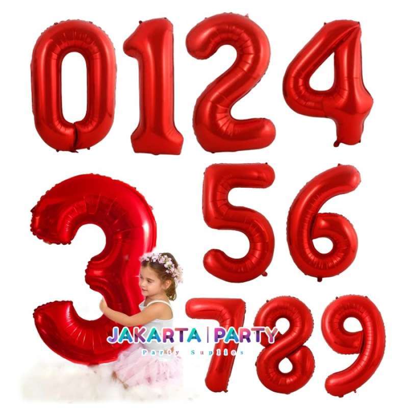 Jual Balon Angka Merah JUMBO 80 cm / Balon foil angka / Balon angka di ...