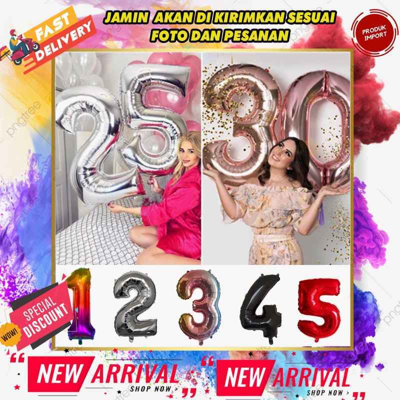 Jual BALON ANGKA JUMBO 80CM 5 PILIHAN WARNA HARGA UNTUK 1 ANGKA - ANGKA ...