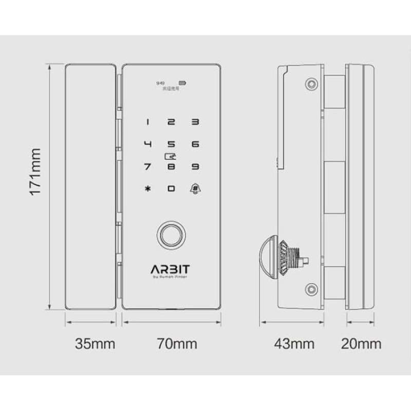 Jual ARBIT - Smart Home WiFi Door Lock Without Handle Fingerprint TUYA ...