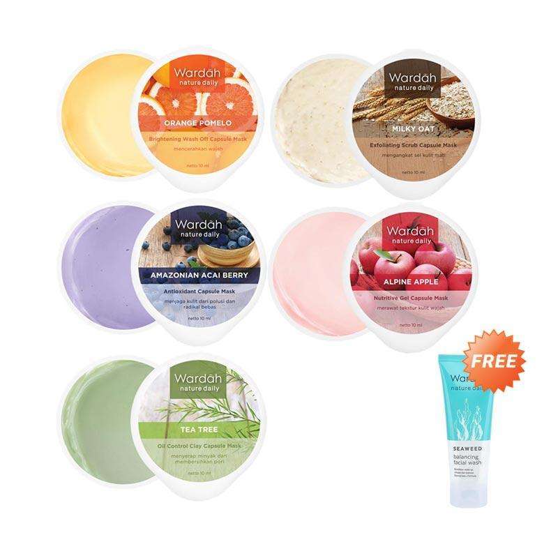 Jual WHS - Wardah Special Package Capsule Mask Free Seaweed Balancing ...
