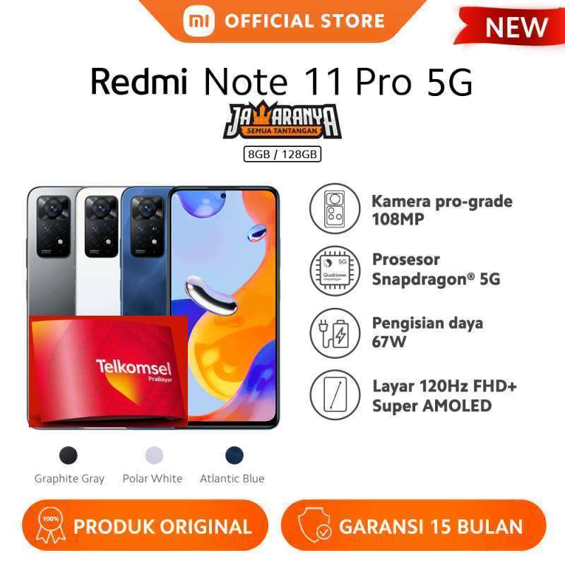 Jual Xiaomi Redmi Note 11 Pro 5g (8gb+128gb) + Starter Pack Telkomsel ...