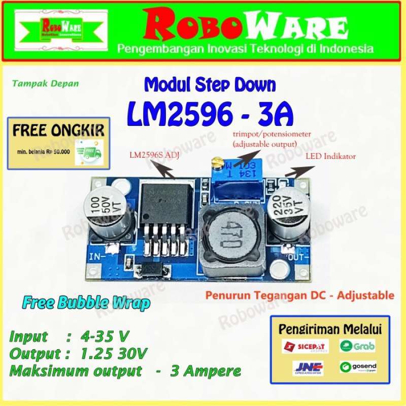 Jual LM2596 Modul Penurun Tegangan Step Down Voltage DC-DC LM-2596 di Seller Berkah_ shop ...
