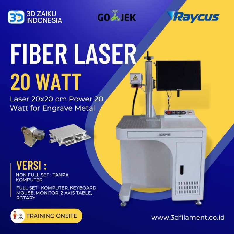Jual Zaiku Fiber Laser Marking 20x20 cm Power 20 Watt with Rotary for ...