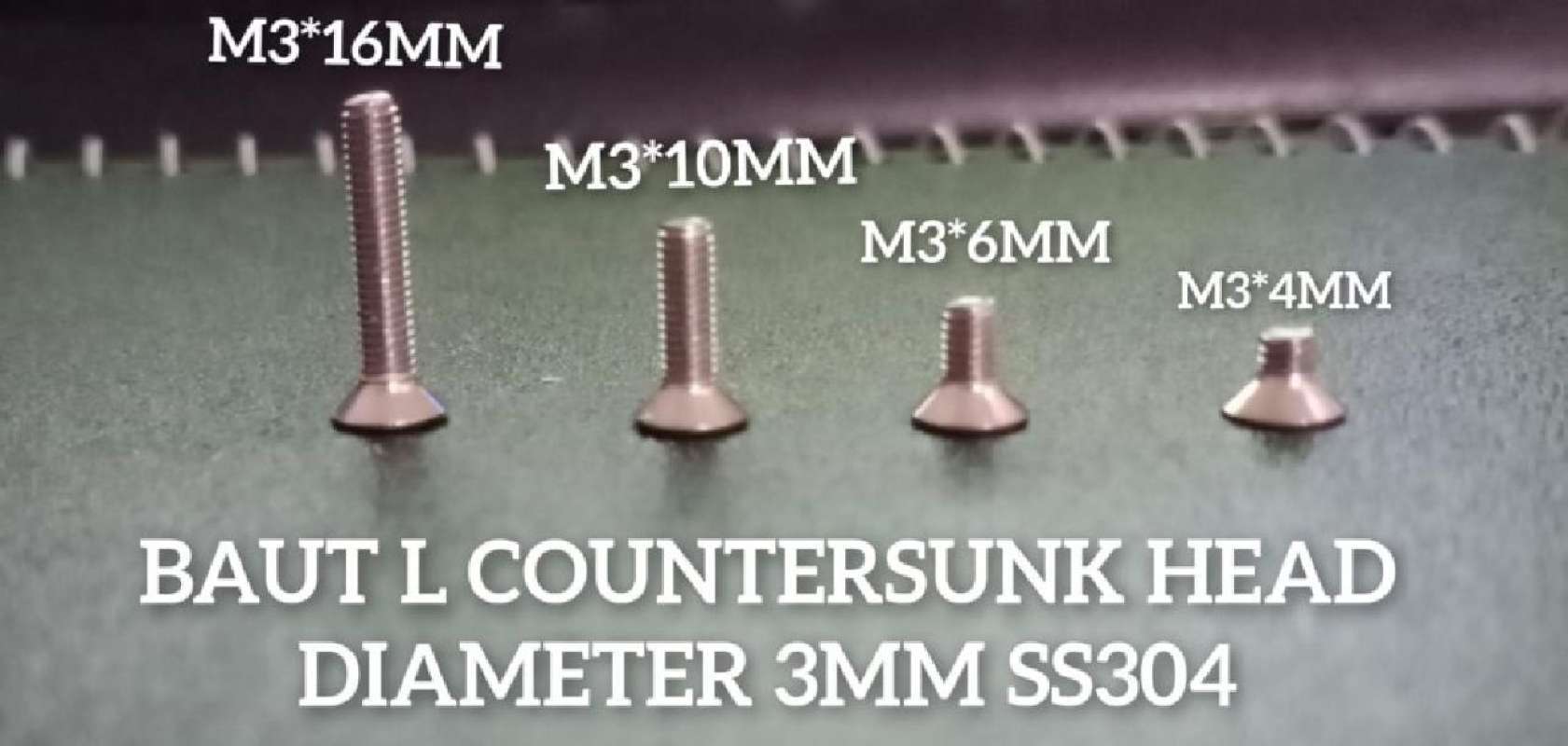 Jual BAUT VERSENG M3 BAUT COUNTERSUNK SS304 BAUT L FLAT 3MM 16 /10 / 4 ...