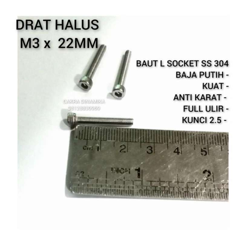 Jual Baut Socket 3mm x 50mm Baut Soket 3x50 Kunci L 2.5 M3 Stainless ...
