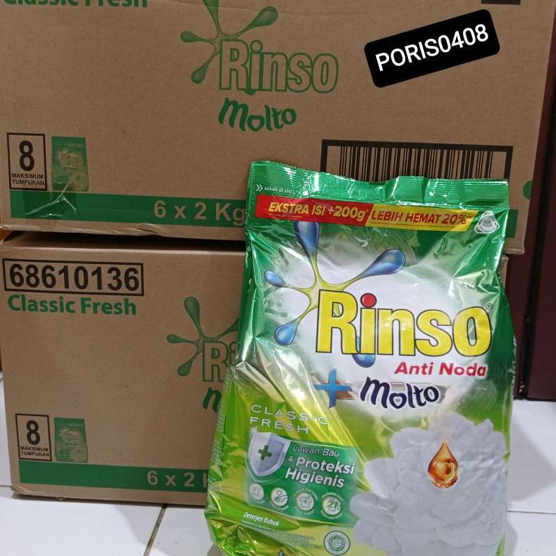 Jual RINSO Molto Anti Noda Powder 1.8kg + bonus 200gram (1 dus = 6 pc ...