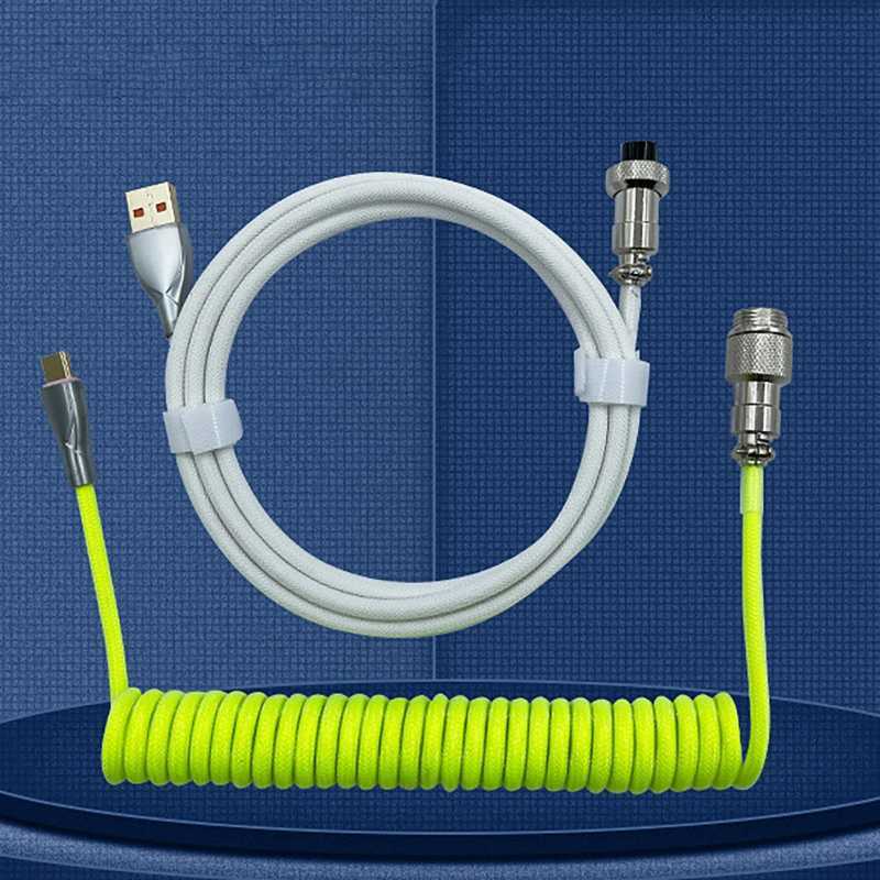 Promo USB to Type C Coiled Cable Type C Line Mechanical Keyboard Green ...