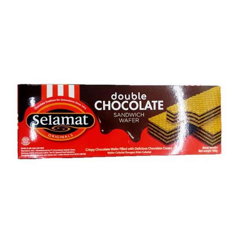 Jual Wafer Selamat Double Chocolate Sandwich Wafer 198 Gram Rasa Coklat ...