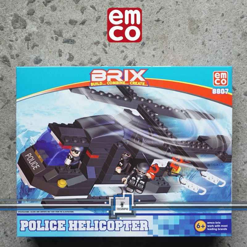 Jual Emco Brix 8807 Police Helicopter Bricks Block Not Lego Sembo di ...