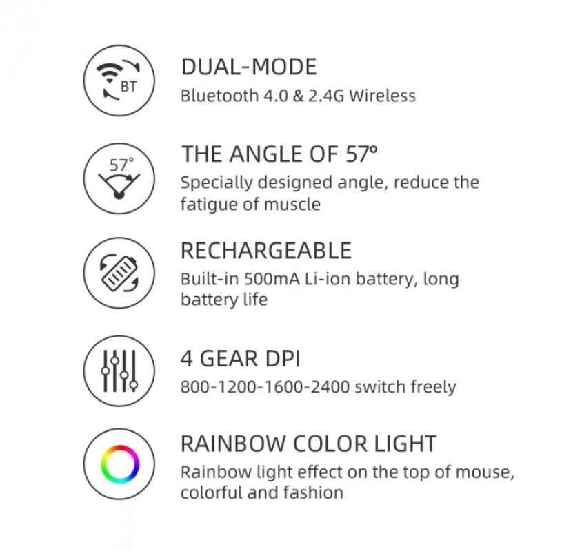 Promo Delux M618db - Wireless Ergonomic Vertical Mouse - Dual Mode Version - Black Black Diskon ...