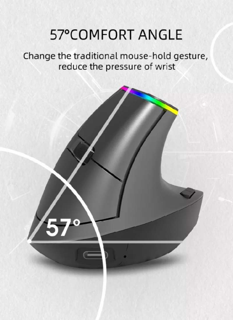 Promo Delux M618db - Wireless Ergonomic Vertical Mouse - Dual Mode Version - Black Black Diskon ...